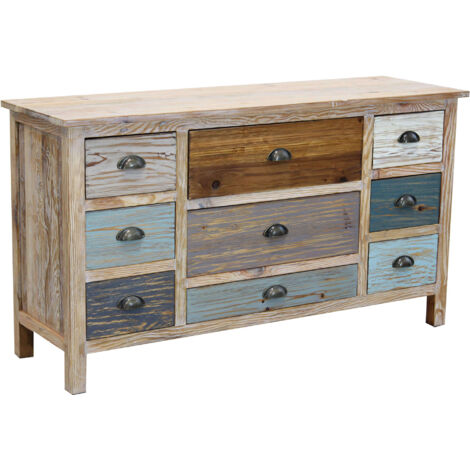 Mobile in legno colorato con 9 cassetti 130x40xH72 cm CRUIZ