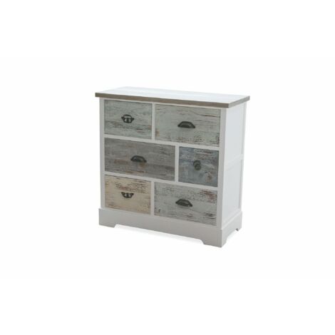 Cassettiera comò da interno in legno a 6 cassetti colorati effetto ...