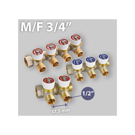 Collettore Lineare Maschio/Femmina 3/4" Con Rubinetti D'Arresto Mod.227 Icma 4 Vie Da 1/2" (16)
