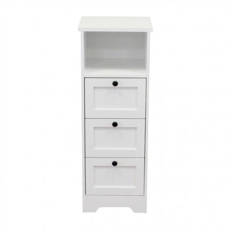 Mobiletto da ingresso casa in legno bianco con 3 cassetti e spazio ...