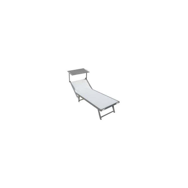 Lit Pliant En Aluminium Lourd Avec Parasol En Tissu Texilène Blanc - cm ...