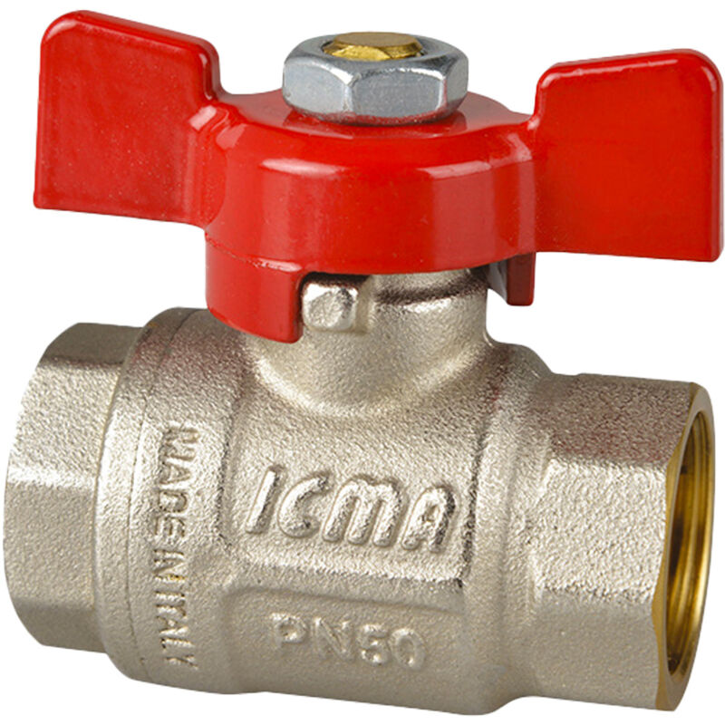 Robinet à tournant sphérique à passage intégral F/F avec papillon en aluminium Icma 1" Pn 40