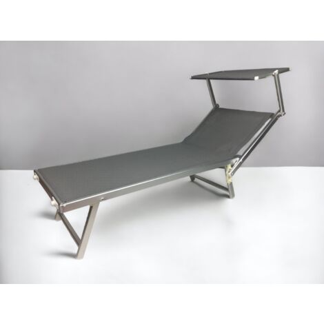 Lit de plage de mer avec toit pliant en aluminium Sundeck Grey Rimini