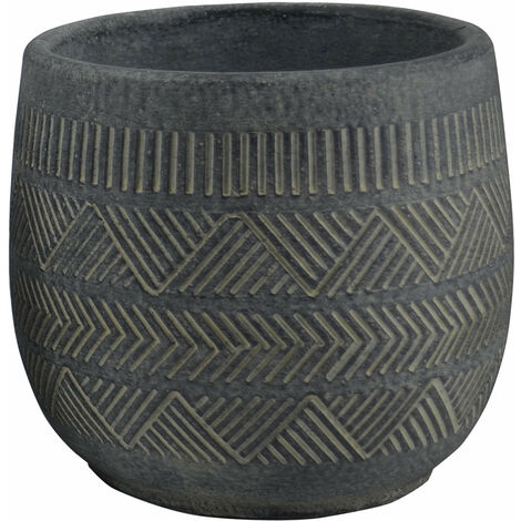 Vase rond Basse Fibre Jardin d'anthracite Fibre d'argile 18x18x16 cm CISTUS