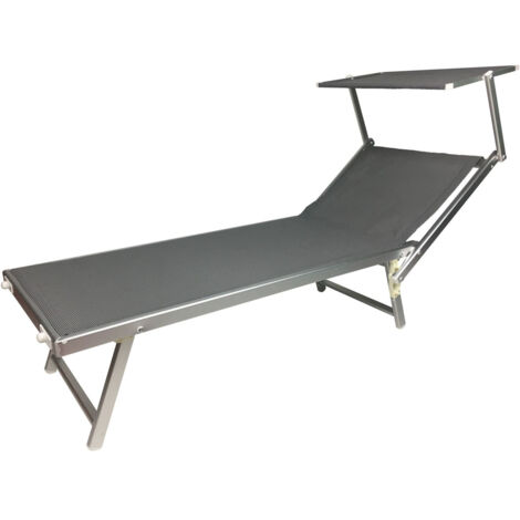 Lit de plage de mer avec toit pliant en aluminium Sundeck Grey Rimini
