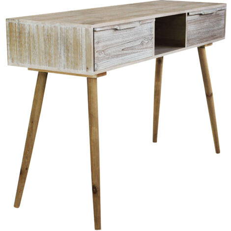 Table de console interne avec 2 tiroirs en bois Paulownia 120x40x80h cm