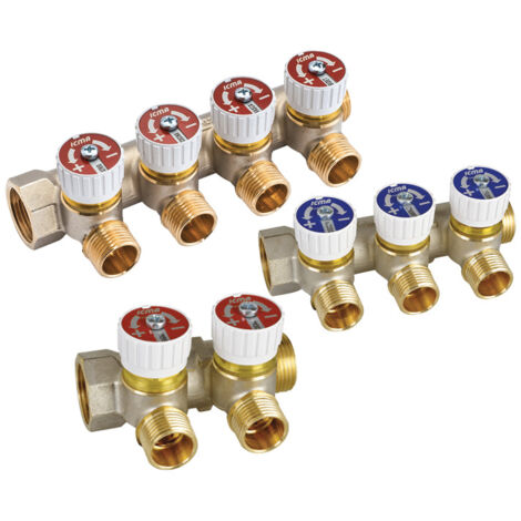 Collecteur Linéaire 3/4" Mâle/Femelle Avec Robinets D'arrêt Mod.227 Icma 2 Voies 1/2" (16)