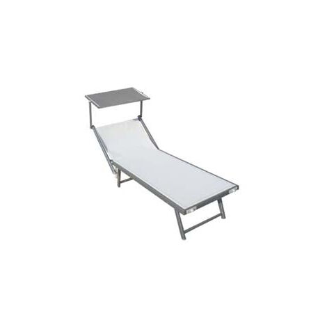 Lit Pliant En Aluminium Lourd Avec Parasol En Tissu Texilène Blanc - cm ...