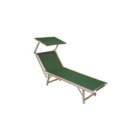 Lit pliant Heavy en aluminium avec parasol en tissu texilène vert - cm ...