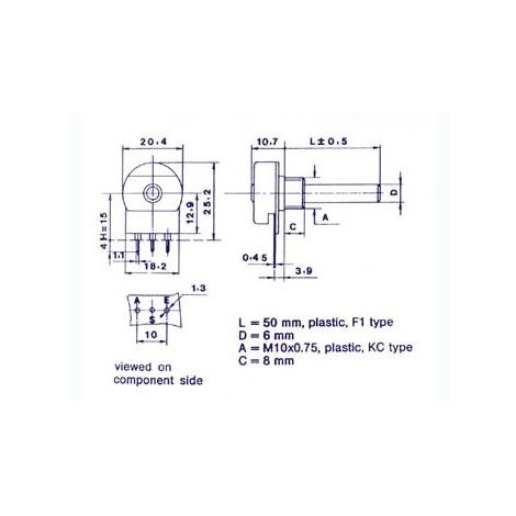 POTENTIOMETRE LOG MONO 22K RI11776
