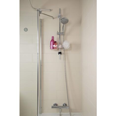 Croydex Plastic Shower Caddy, Riser Rail Shower Basket Storage Organiser