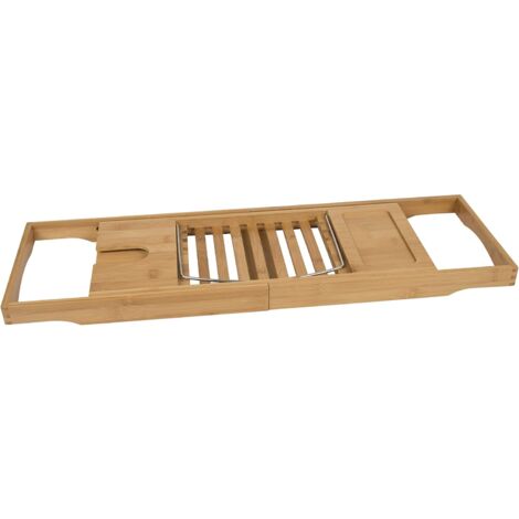 Croydex Extendable Bamboo Bath Tray, Bathtub Rack, Bathroom Storage Caddy