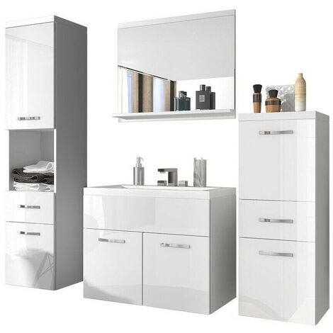 Set bagno Sarasota 109, Bianco + Bianco lucido
