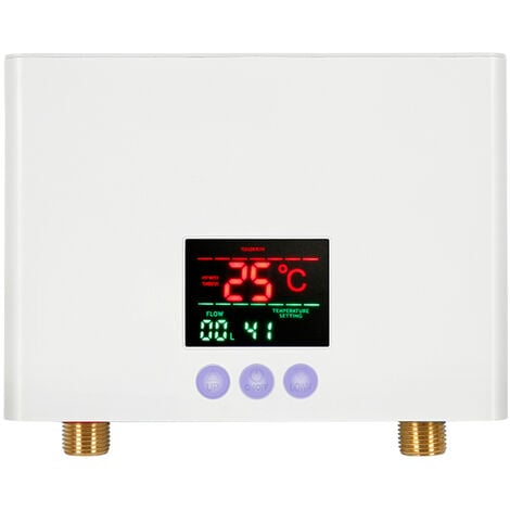 Chauffe-eau instantané 3KW Mini chauffe-eau électrique sans réservoir mural avec affichage LED ...