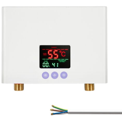 Chauffe-eau instantané 3KW Mini chauffe-eau électrique sans réservoir mural avec affichage LED ...