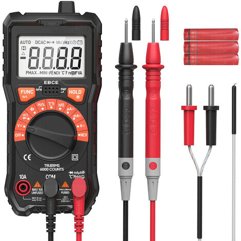 6000 Comptes Multimètre Numérique True RMS DMM Voltmètre Ohmmètre hFE ...