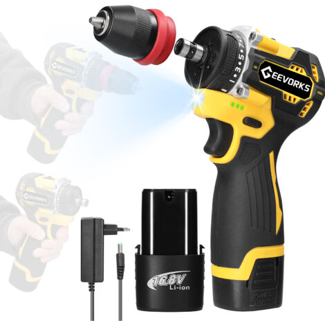 Perceuse électrique 16.8V 2 en 1, perceuse sans balais, tournevis à ...