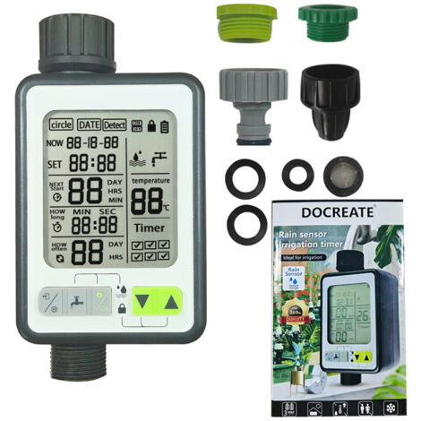 Decdeal Programmateur d'arrosage intelligent pour Jardin avec Capteur de Pluie - Minuterie d'Eau ...