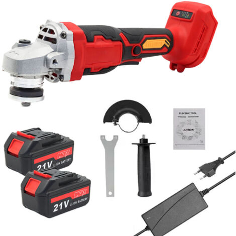 Decdeal Meuleuse d'Angle 125mm Sans Fil 21V, Moteur Sans Balais pour Travaux Précision