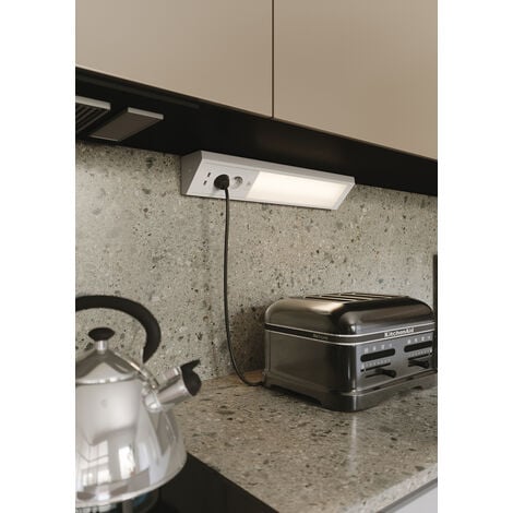 "Sottopensile LED HABILIS bianco 15W luce naturale con presa schuko e USB"