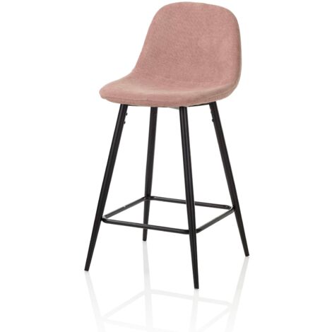 "Set 2 sgabelli COMFY rosa antico in metallo e velluto"