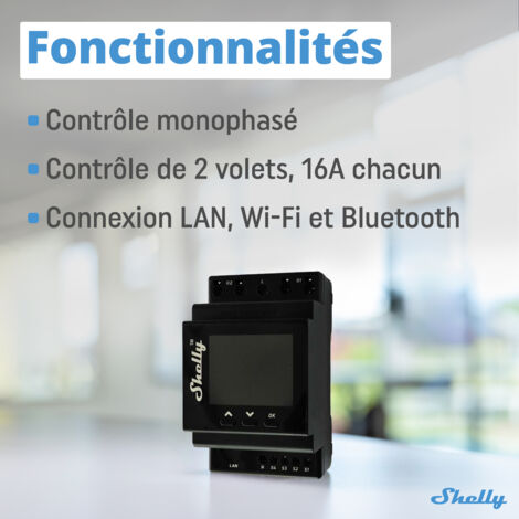 Shelly Pro Dual Cover/Shutter PM - 32A, Dispositif pour motorisation de ...