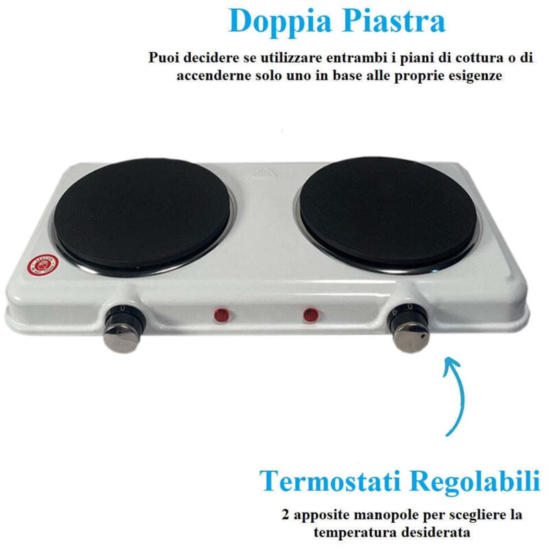 Fornello elettrico doppio cm 15+15 w 2000 fornellino da cucina ufficio ...