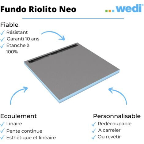 Receveur de douche à carreler 120 x 80 cm WEDI Fundo Riolito Neo avec ...