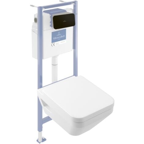 Pack WC suspendu sans bride Villeroy & Boch Architectura Twistflush [e³] rectangle + bâti ...