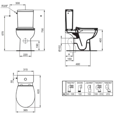 WC à poser sans bride sortie horizontale IDEAL STANDARD TIRSO RimLS+ ...