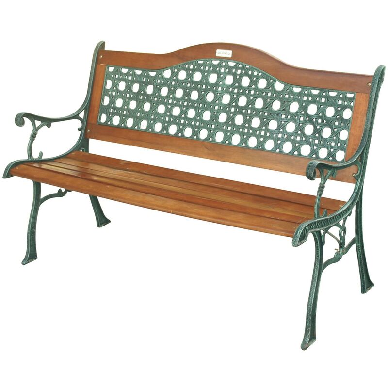 Outdoor -Bank in Gusseisen Rattan Bogen 126x60 cm Garten Deluxe -Kollektion