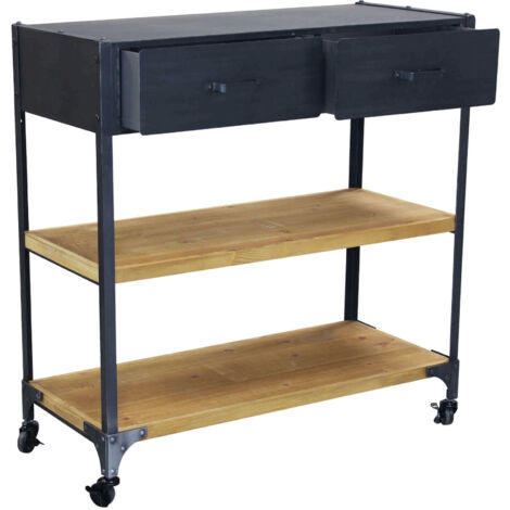 3 Regale Regal Tisch mit klassischen Linienrädern
