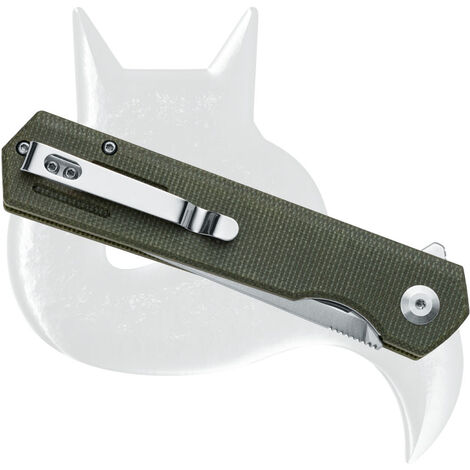Black Fox Revolver Knife - Satin Blade D2 - Green Canvas Micarta Handle ou