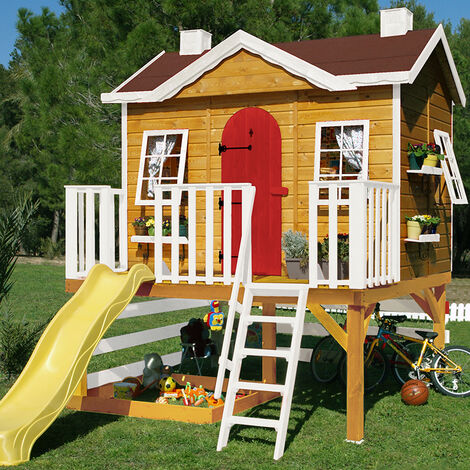 Stelzenhaus für kinder mit Rutsche SUPER DOMO - 250 x 250 x 322 cm ...