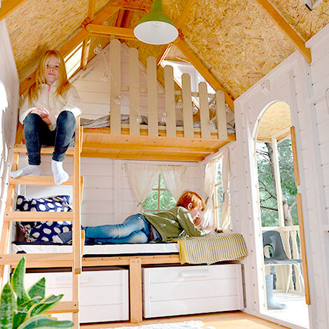 Stelzenhaus mit Rutsche SUPER BADEN mit Etagenbett - 250 x 250 x 375 ...