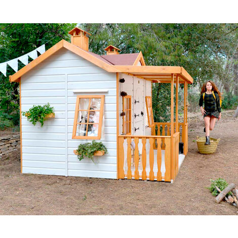 Spielhaus Kinder mit überdachter Veranda DOCAME- 255 x 260 x 207 cm ...
