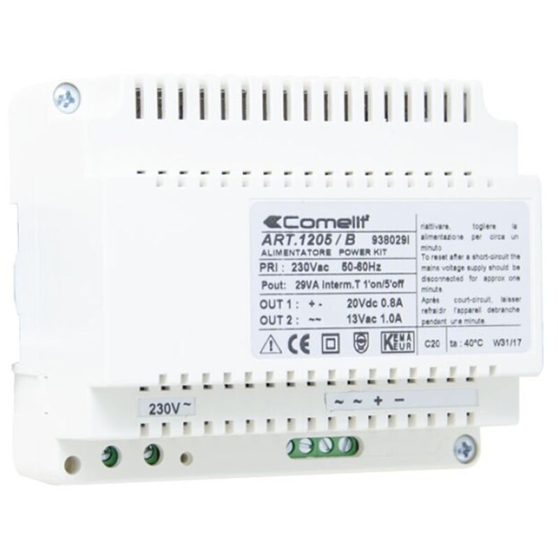 Alimentation Double sortie 12vac - 20vdc Entrée 230vac Comelit 1205B