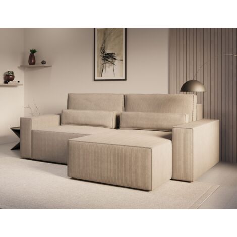 Wendbares Ecksofa aus Cord, Ecksofa für Wohnzimmer, Schlafsofa in L ...