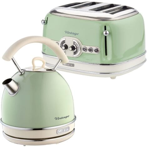 Ariete ARPK40 Retro Style Dome Kettle and 4 Slice Toaster Set, Vintage ...