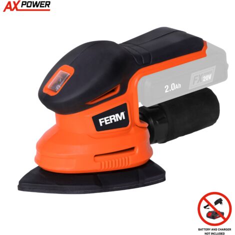 FERM AX-POWER Lijadora con batería 20V sin batería ni cargador.