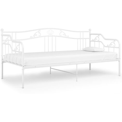 Bettgestell,Schlafsofa Bettrahmen Weiß Metall 90x200 cm -Maison 87294