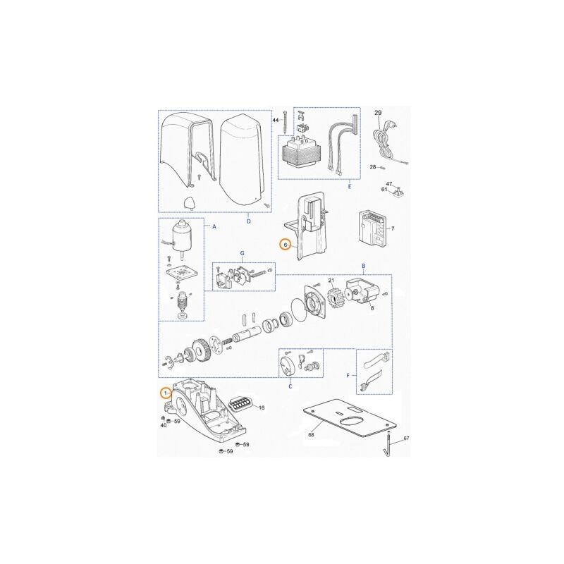 Mhouse Schiebemotorgehäuse Originalersatzteil NICE BMG0607R07.45673
