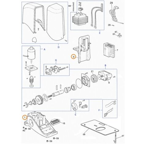 Mhouse Schiebemotorgehäuse Originalersatzteil NICE BMG0607R07.45673