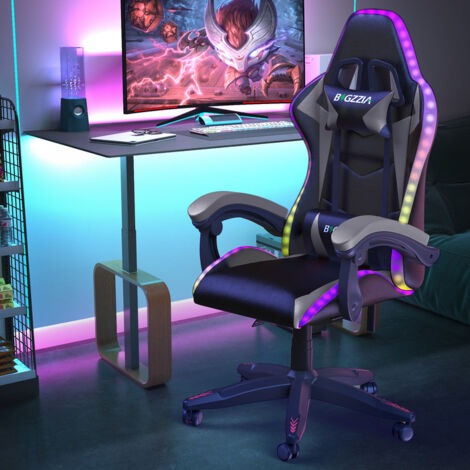 RGB Gaming Chair with LED Lights - BIGZZIA Ergonomic Computer Chair ...