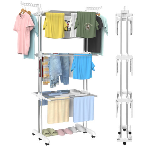 Clothes Drying Rack - bigzzia 4-Tier Folding Clothes Airer, Metal ...