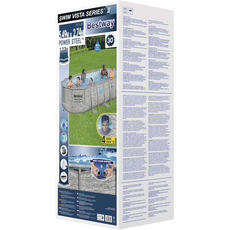 Bestway 56716 Power Steel Pool Ovale Set Ottica Muro di pietra 549x274x122 cm