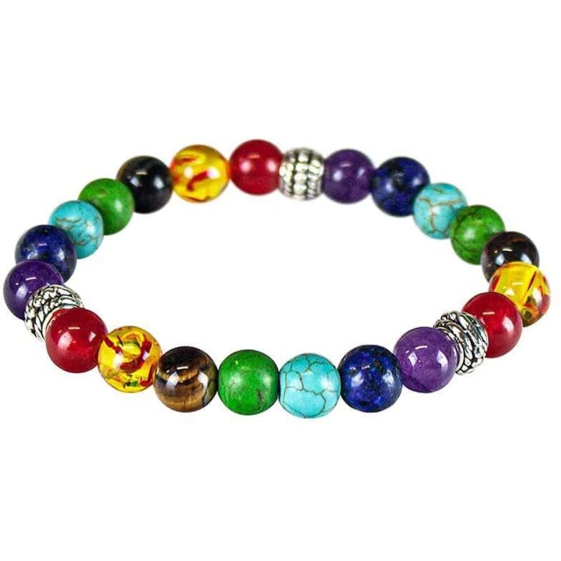 Bracelet chakra avec perles colorees