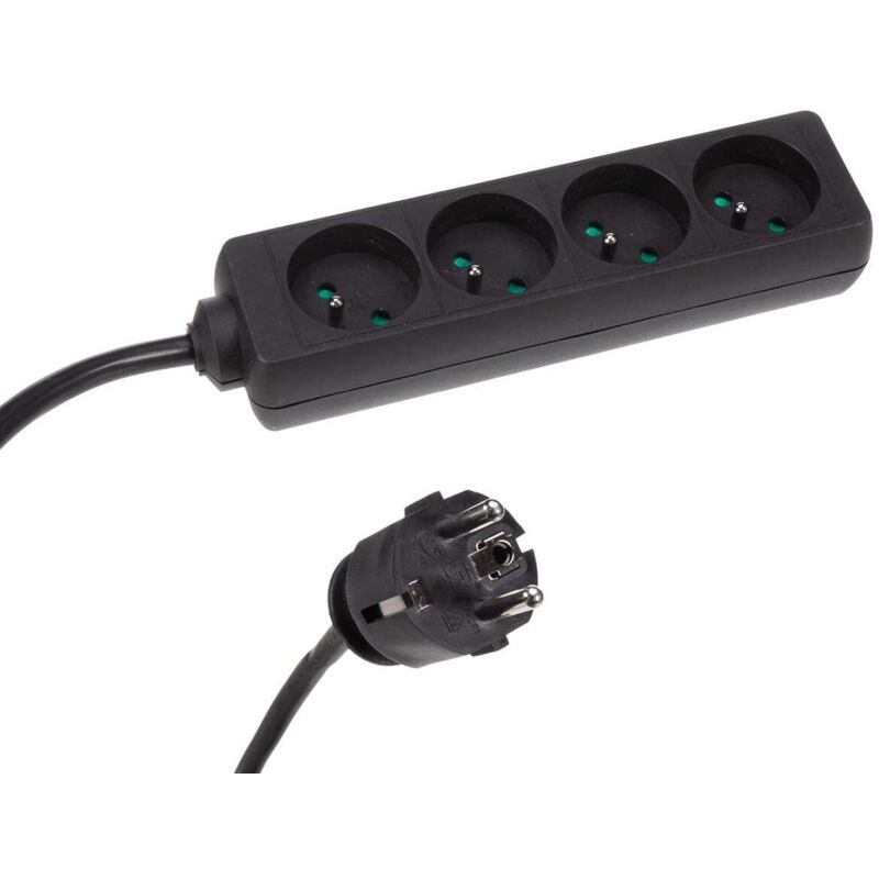 4-Way Power Strip, 5m Cable, Type E French Sockets