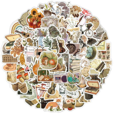 Autocollants - style vintage - 50 pcs