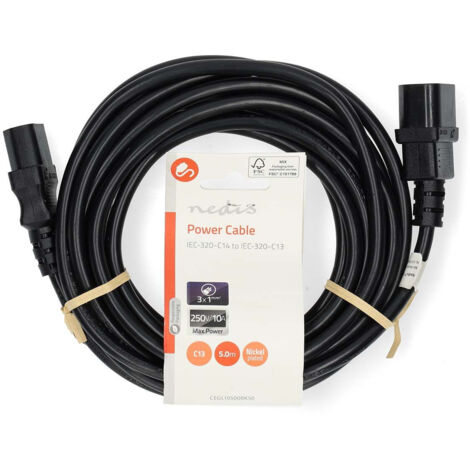 Cable dalimentation iec 320 c14 iec 320 c13 droit droit plaque nickel ...